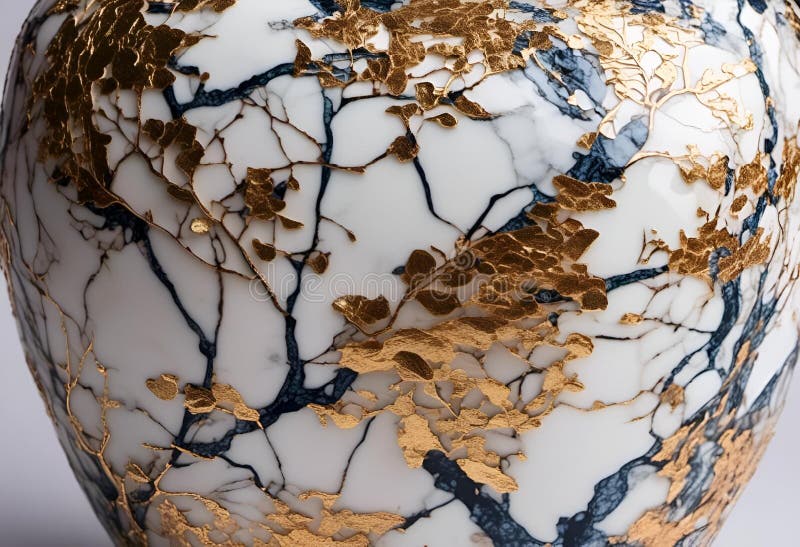 Intricate Kintsugi Marble Texture in Silver and Amber Stock ...