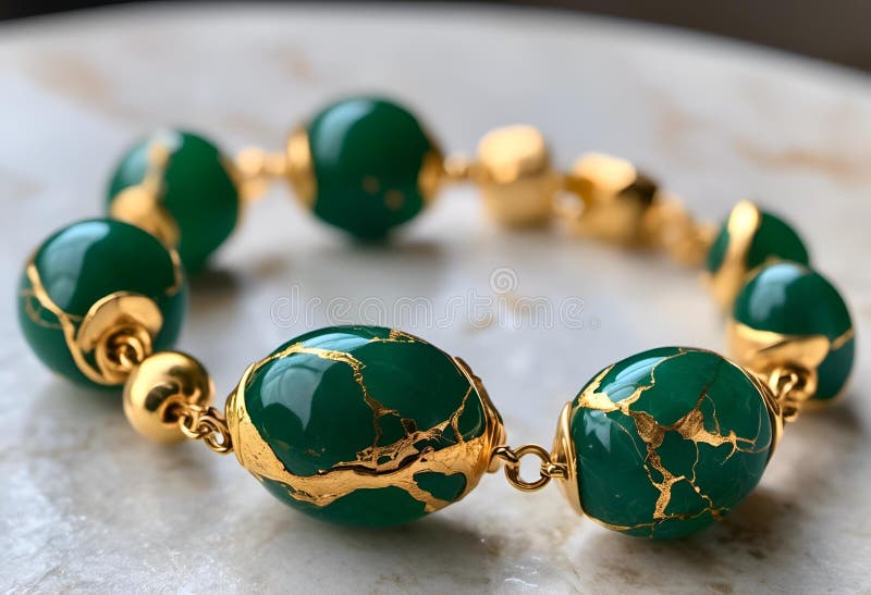 AI Generated Illustration of a Kintsugi-style Jade Bracelet Stock ...