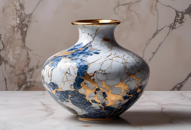 Intricate Kintsugi Marble Texture in Silver and Amber Stock ...