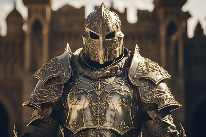 AI Generated Illustration of a Knight Wearing Full Metal Armour Stock ...