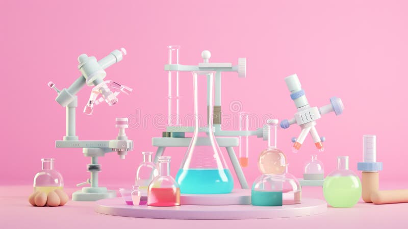 AI Generated Illustration of a Laboratory Scene with Various Vibrant ...
