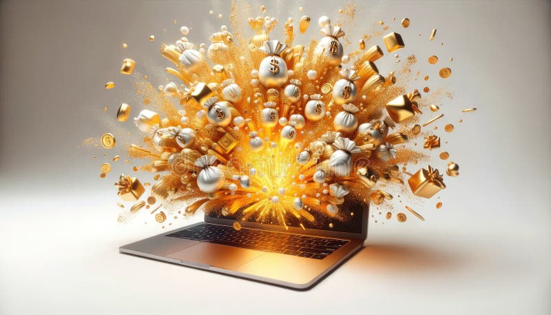 A Laptop Computer is Displaying a Display with Golden and White ...