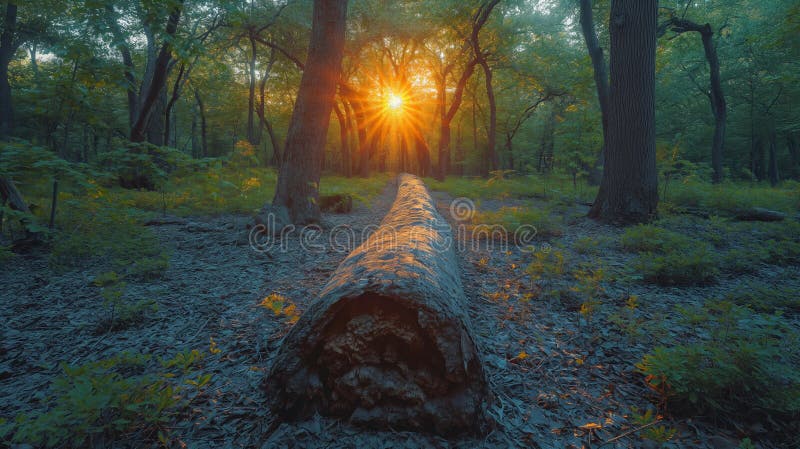 A Big Log Laying Down in the Middle of Some Forest Stock Photo - Image ...