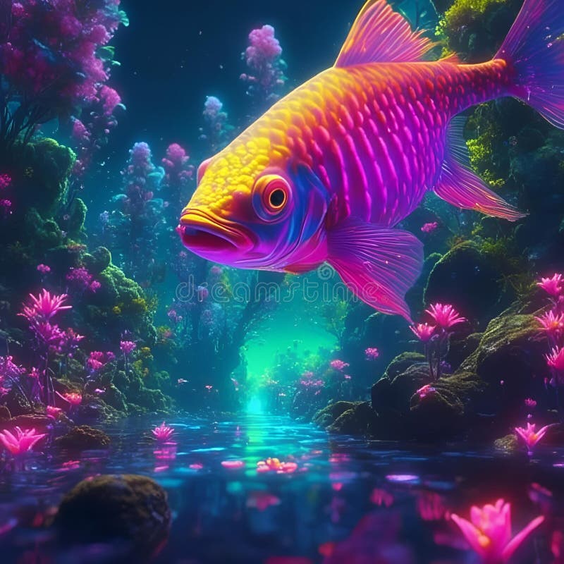 AI Generated Illustration of a Large Fish Observing Something in the ...