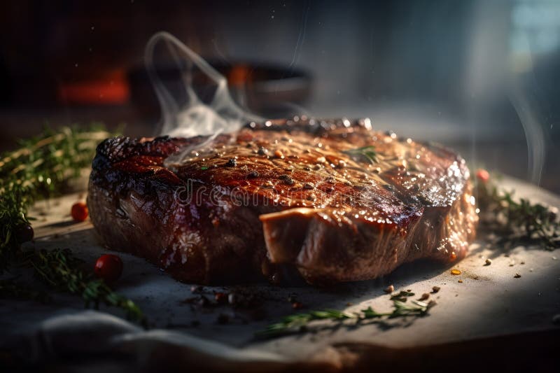 AI Generated Illustration of a Large, Juicy Steak on a Cutting Board ...