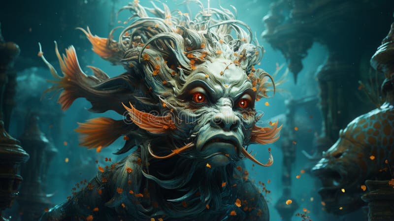 AI Generated Illustration of a Large, Mysterious Creature with a Fish ...