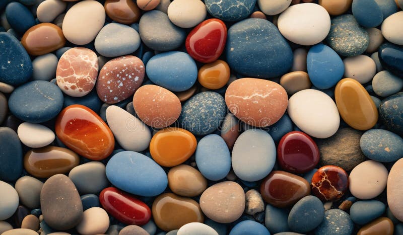AI Generated Illustration of a Large Pile of Multi-colored Pebbles and ...