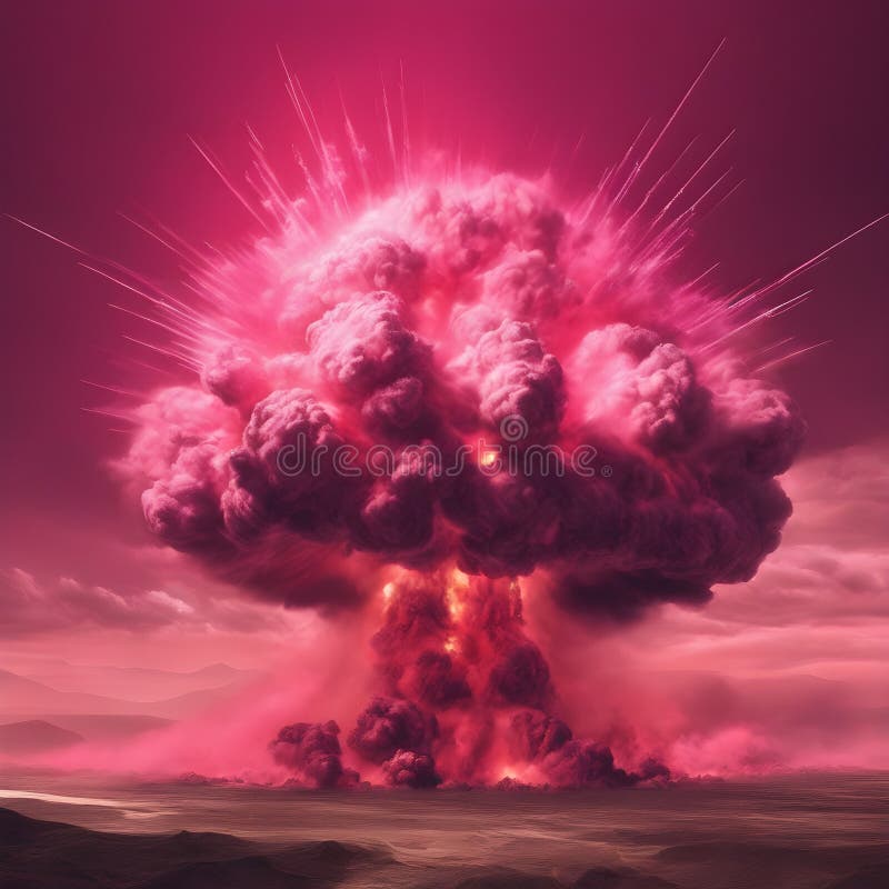 AI Generated Illustration of a Large Pink Atomic Bomb Explosion Stock ...