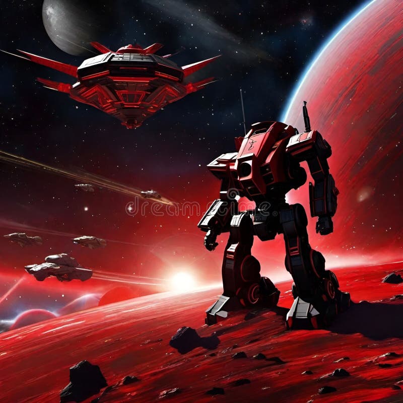 AI Generated Illustration of Large Robot Character on a Red Planet ...