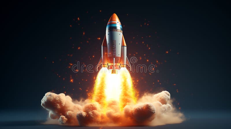 AI Generated Illustration of a Rocket Being Launched with a Burst of ...