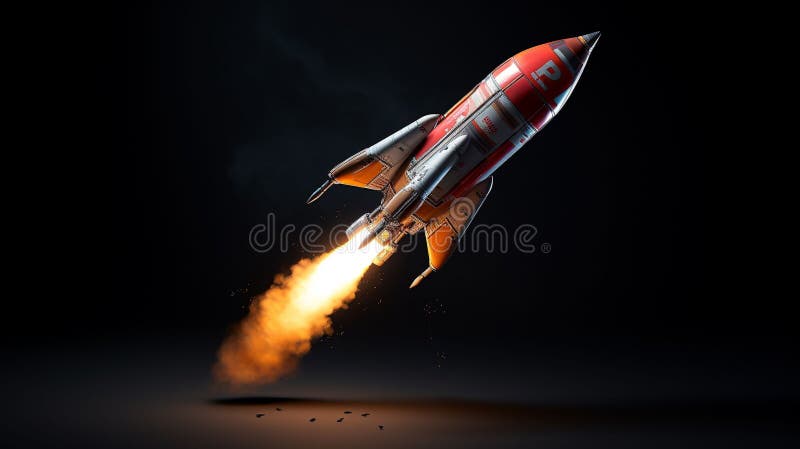 AI Generated Illustration of a Rocket Being Launched with a Burst of ...
