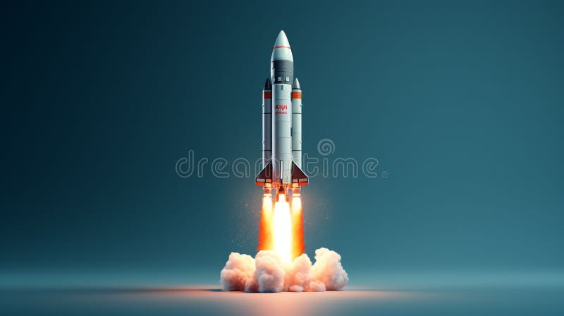 AI Generated Illustration of a Rocket Being Launched with a Burst of ...