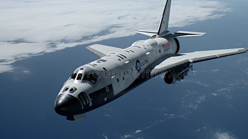 A Big Space Shuttle that is Flying through the Sky and the Clouds Stock Illustration ...