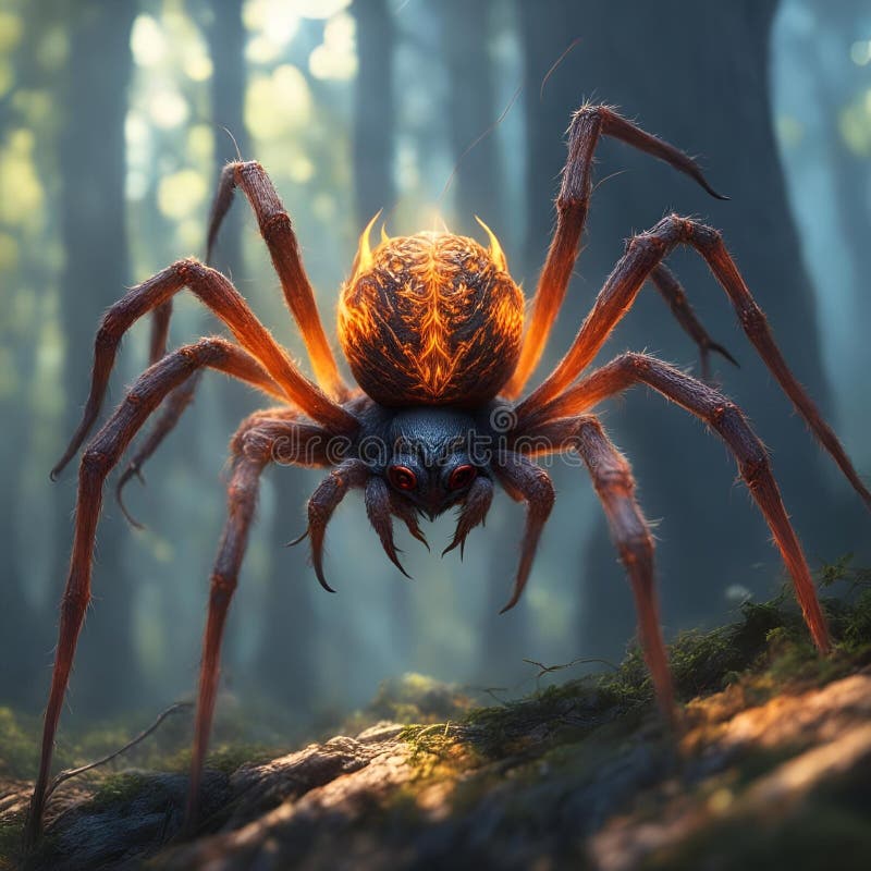 AI Generated Illustration of a Large Spider in a Lush Forest Setting ...