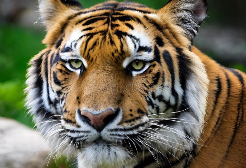 AI Generated Illustration of a Large Tiger in a Grassy Field with a ...