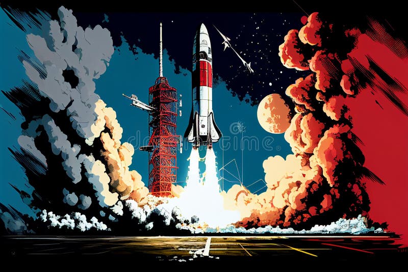 AI Generated Illustration of the Launch of a Spacecraft during Apollo ...