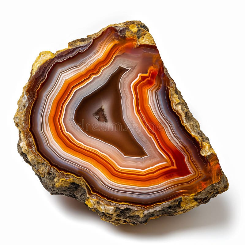 AI Generated Illustration of a Layered Slice of Agate Placed on a White ...