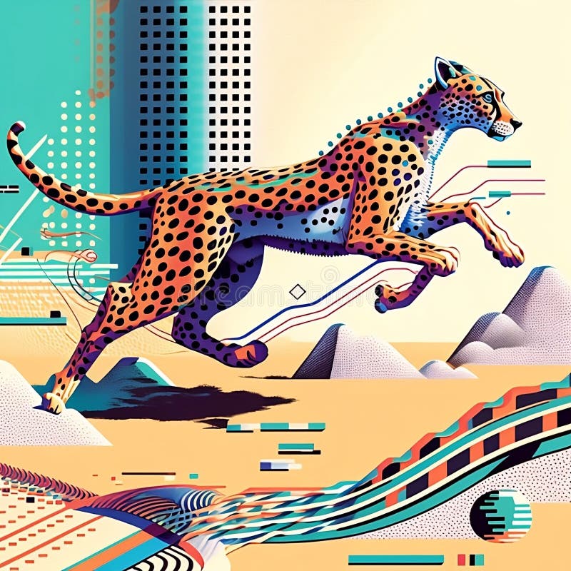 AI Generated Illustration of a Leopard in Motion, Running through the ...