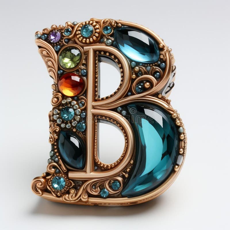 AI Generated Illustration of a Letter B Designed with Colorful Gems and ...