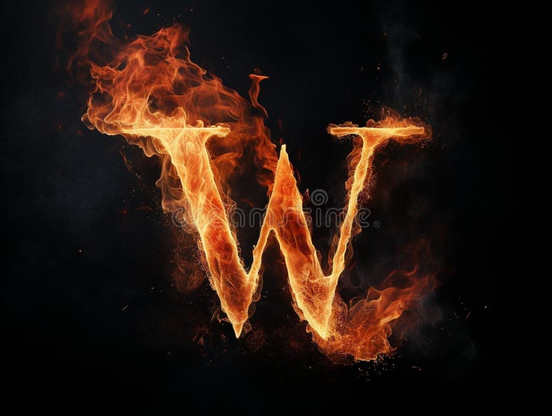 AI Generated Illustration of the Letter W Being Consumed in Fire Stock ...