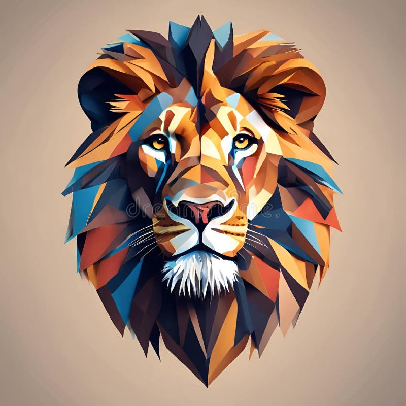 AI Generated Illustration of a Lion with the Allure of Geometric Shapes ...