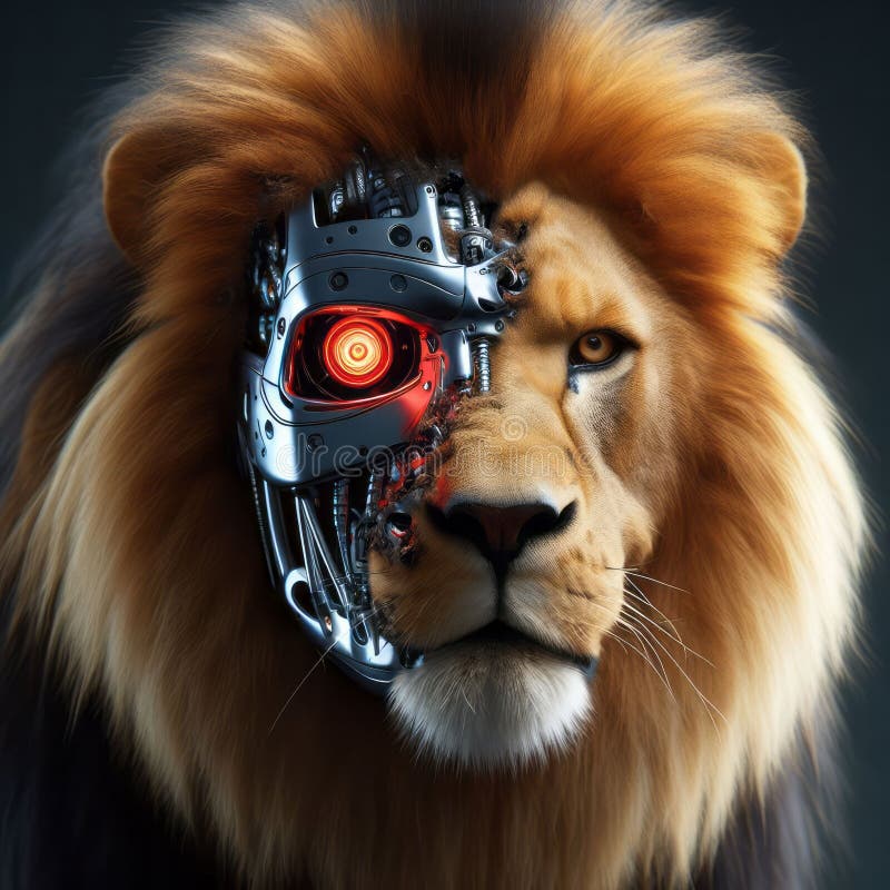 AI Generated Illustration of a Lion with a Robotic Face Stock ... AI Generated Illustration of a Lion with a Robotic Face Stock ...