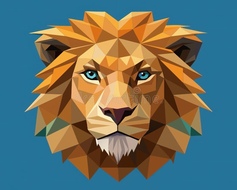 AI Generated Illustration of a Lion S Face in Geometric Shapes Stock ...