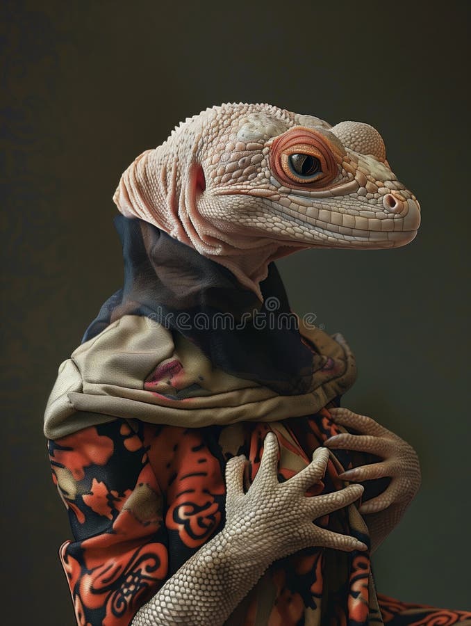 AI Generated Illustration of a Lizard in a Unique Outfit Posing on ...