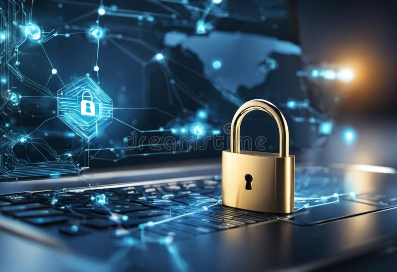 AI Generated Illustration of a Lock Against a Screen. the Concept of ...