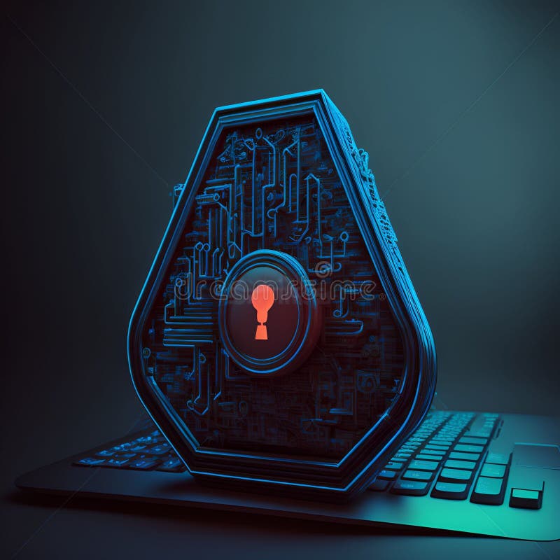 Ai Generated Illustration Of A Lock In The Cyberspace The Concept Of