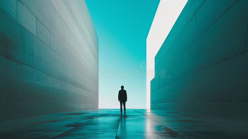 A Lone Individual Stands in a Crowded Room, Their Silhouette Standing ...