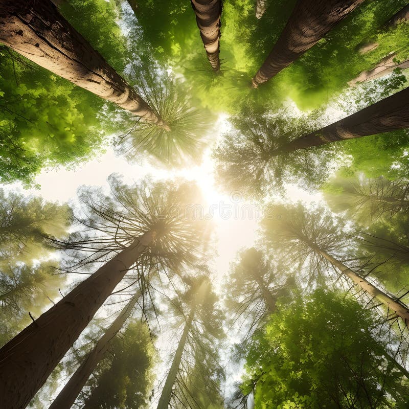 Sunlight Forest Canopy Low Angle View Shadows Rays Stock Photos - Free ...