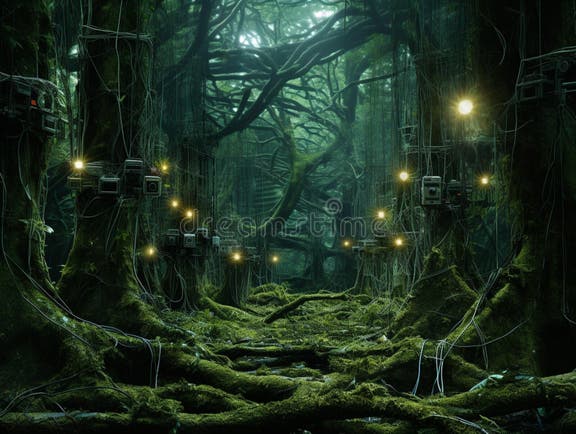 AI Generated Illustration of a Lush Emerald Forest with an Array of ...