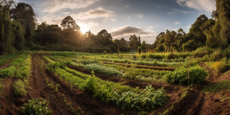 AI Generated Illustration of a Lush, Sun-drenched Farm Stock ...