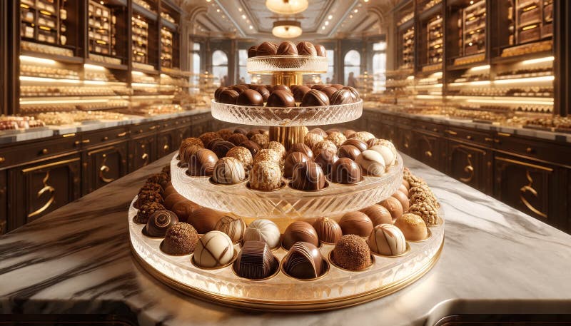 AI-generated Illustration of a Luxurious Chocolate Showcase in an ...
