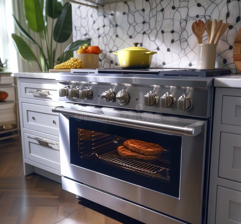Modern Kitchen Range Large Spacious Oven - AI Generated Digital Art ...