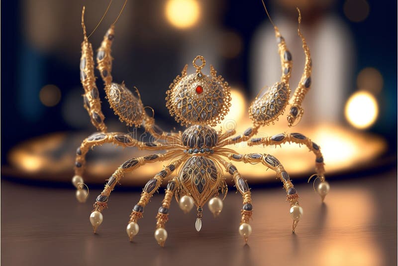 AI-generated Illustration of a Luxury Gold Spider Stock Illustration ...