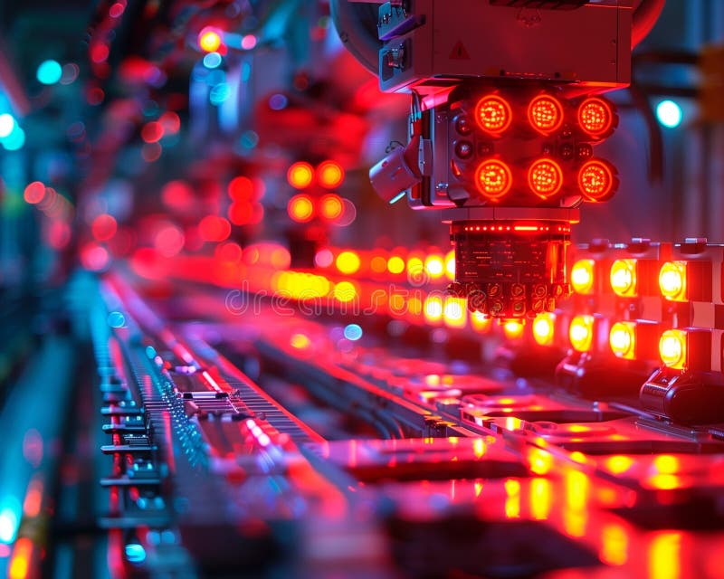 AI Generated Illustration of a Machine with Glowing Orange Lights Stock ...