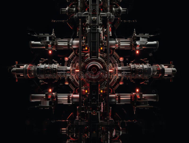 AI Generated Illustration of a Machine with Red Lights on a Black ...