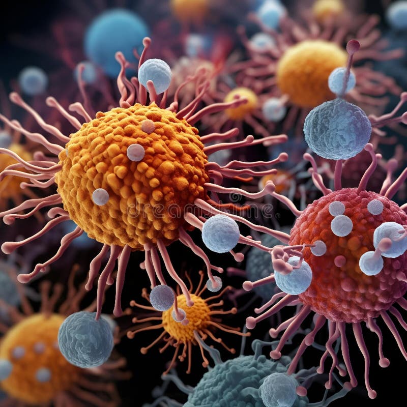 AI Generated Illustration of a Macro Closeup View of Various Viruses ...