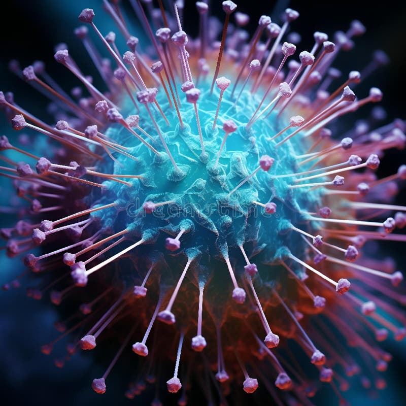AI Generated Illustration of a Macro Closeup View of a Virus ...