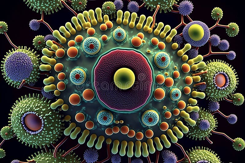 AI Generated Illustration of a Macro Image of Different 3D Pathogens ...