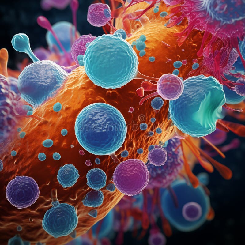 AI Generated Illustration of a Macro of Virus Cells Stock Image - Image ...