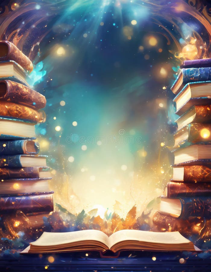 A frame of magic books stock illustration. Illustration of blank ...