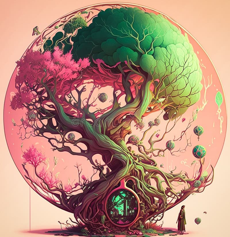 AI Generated Illustration of a Magical Glass Dome with a Beautiful Tree ...