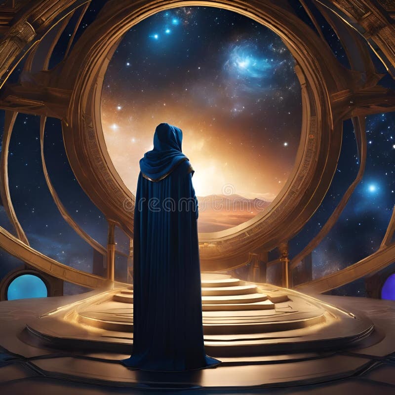 A Magical Scene of a Mage Wearing a Long, Flowing Cloak, Standing in ...