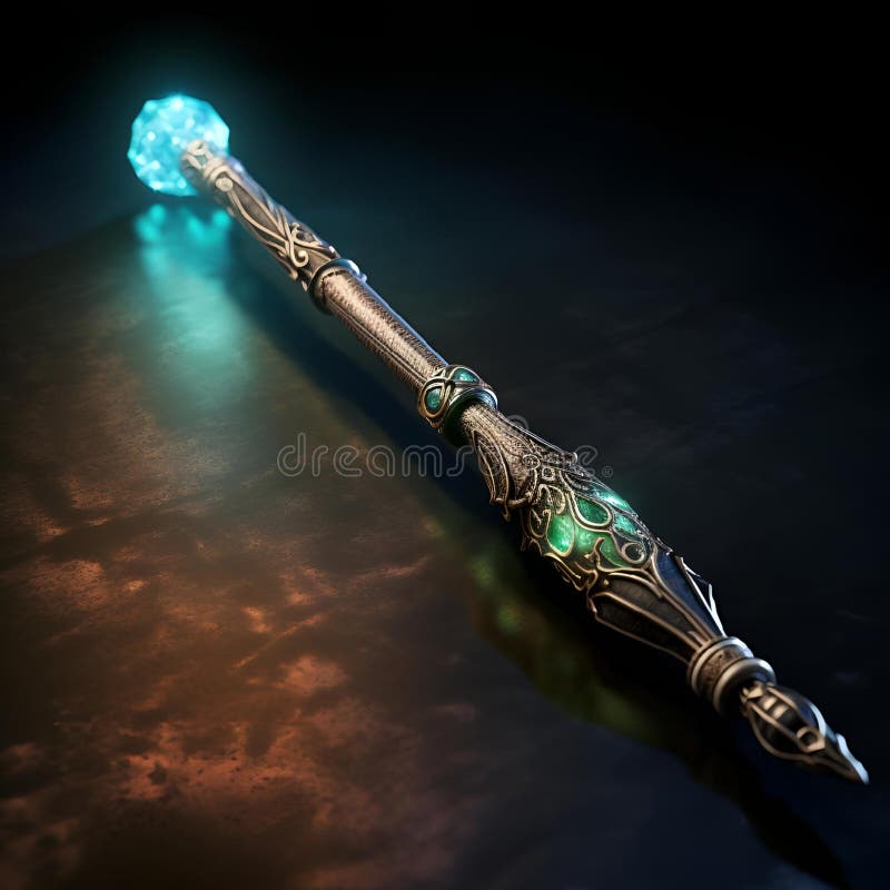 AI-generated Illustration of a Magical Scepter with a Blue Glowing ...