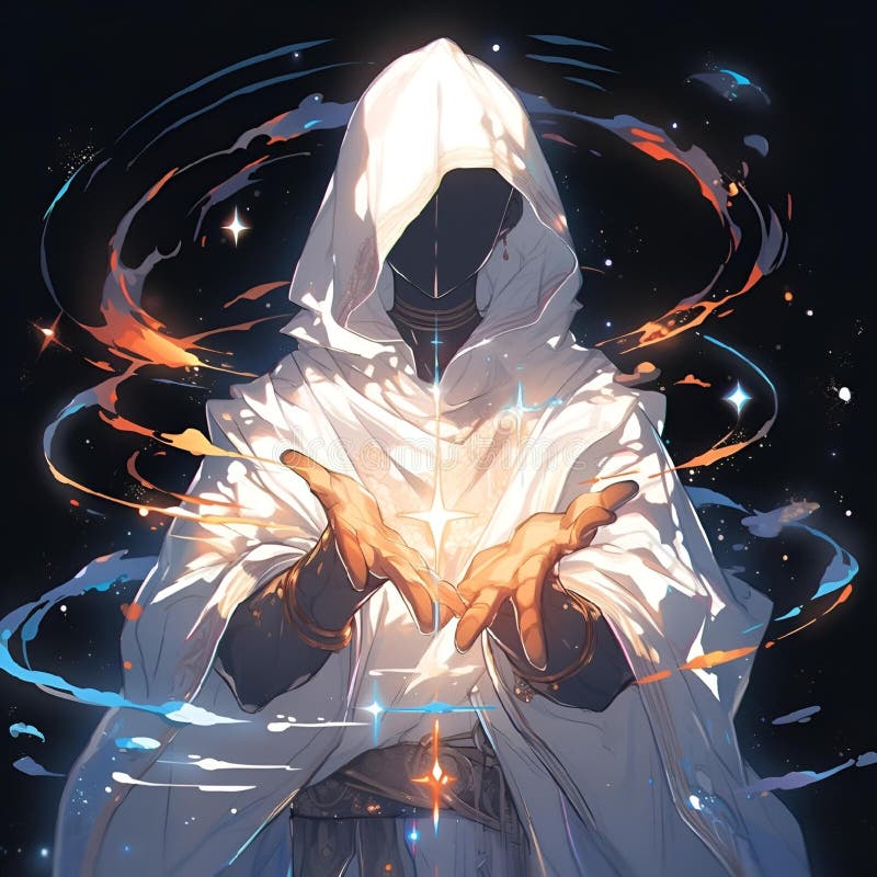 AI Generated Illustration of a Magician Dressed in a White Robe ...