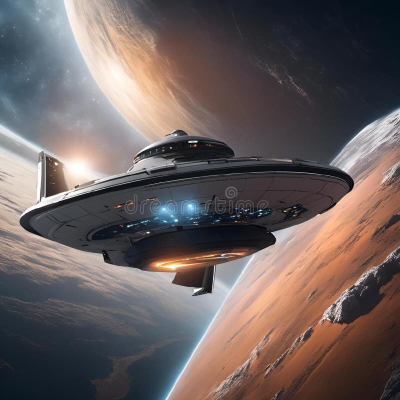 AI Generated Illustration of a Magnificent Silver Spacecraft in the ...
