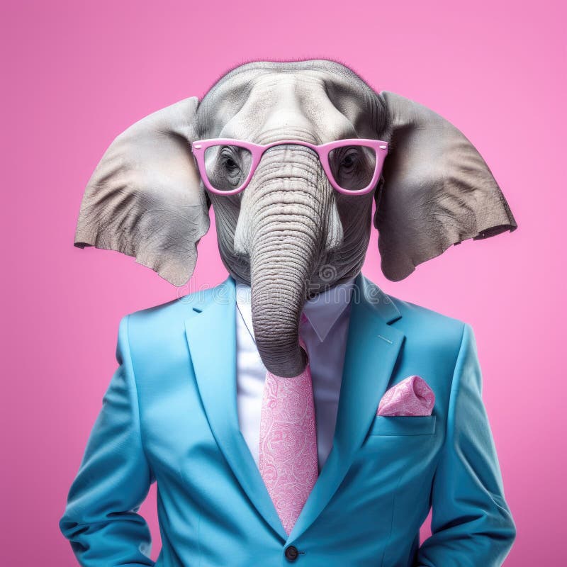 AI Generated Illustration of a Majestic Elephant in a Funky Blue Pink ...
